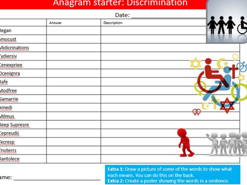 Discrimination Anagrams British Values PSHE Starter Keywords Activity ... Discrimination Anagrams British Values PSHE Starter Keywords Activity ...