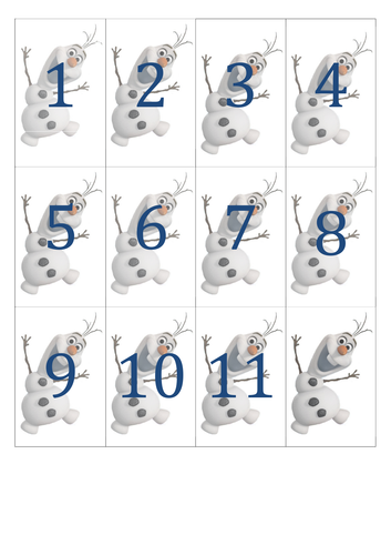 0-20 on Olaf from Frozen | Teaching Resources