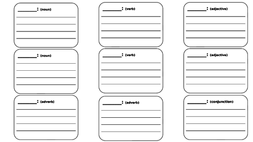 Word Classification and definition template | Teaching Resources