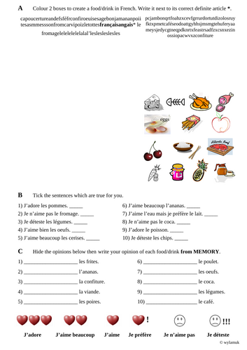 Food and Drink (linked to using the definite and partitive articles ...