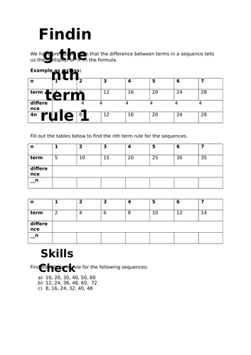 Sequences - Generating sequences and Nth term rule | Teaching Resources Sequences - Generating sequences and Nth term rule | Teaching Resources