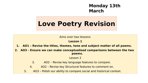 AQA GCSE Relationships poetry - two revision lessons | Teaching Resources