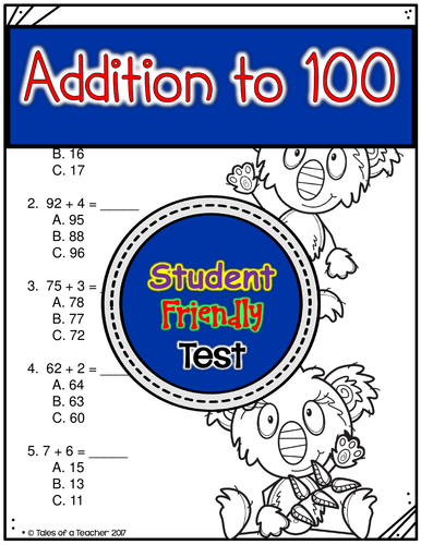 Addition to 100 Test | Teaching Resources