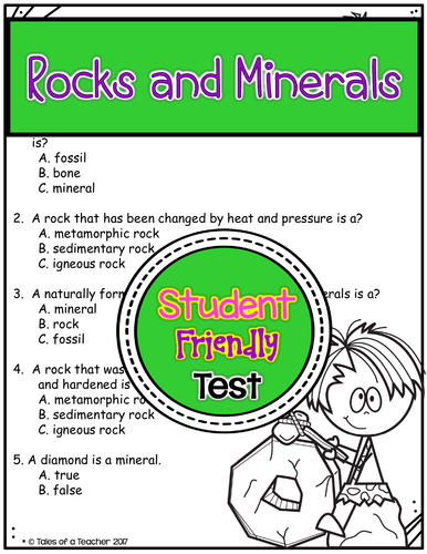 Rocks and Minerals Test | Teaching Resources