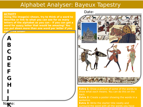 Bayeux Tapestry Alphabet Analyser History KS3 Settler Starter Activity ...