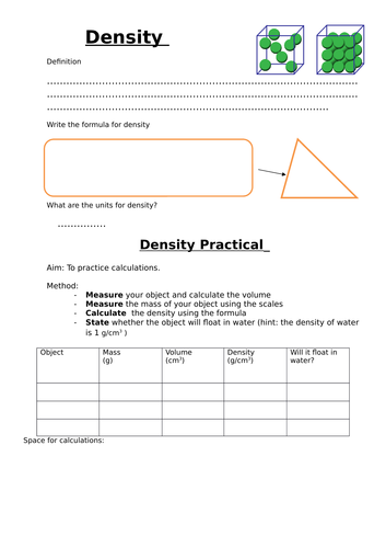 Density - Equations | Teaching Resources