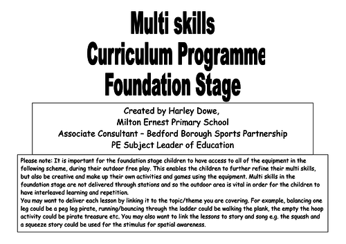 Multi Skills Scheme of Work For Foundation Stage | Teaching Resources