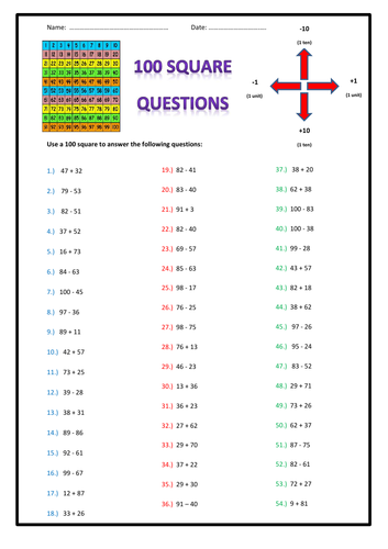 100 Square Worksheets | Teaching Resources