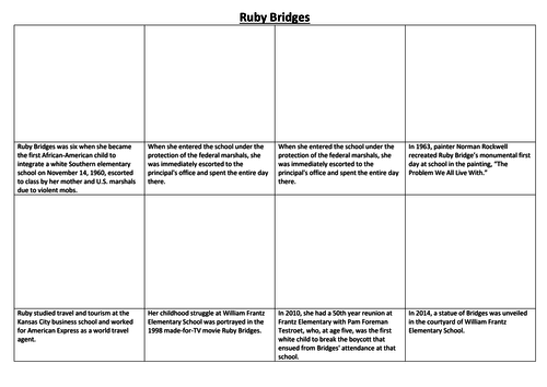 Ruby Bridges Comic Strip and Storyboard | Teaching Resources