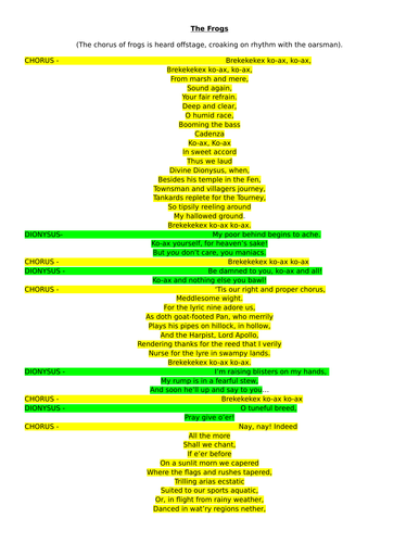 'The Frogs' Greek Theatre Script | Teaching Resources