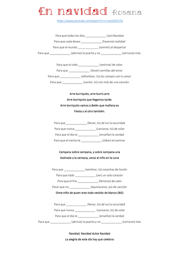 Canción para Navidad (Subjuntivo) | Teaching Resources