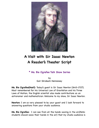 Sir Isaac Newton: A Readers Theater Script | Teaching Resources