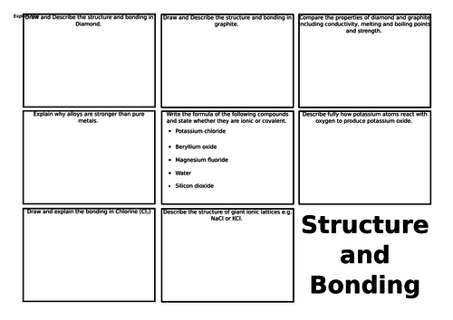 Aqa Gcse Structure And Bonding Revision Teaching Resources