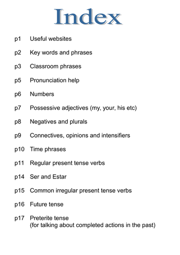 KS3 Spanish help booklet - grammar, high frequency vocabulary ...