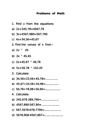 Problems of Math | Teaching Resources