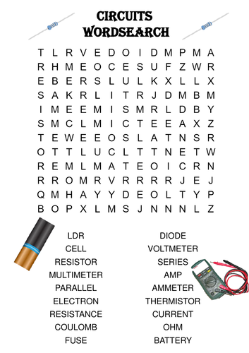 Physics Word Search: Circuits (Includes Solution) | Teaching Resources