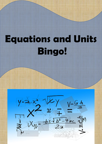 Physics Bingo: Equations and Units | Teaching Resources