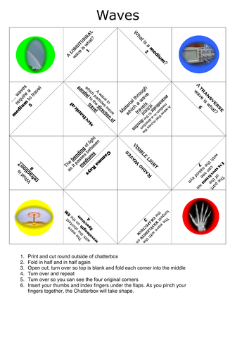 Physics Chatterbox/Cootie catcher: Waves | Teaching Resources