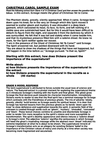A Christmas Carol 3 Grade 9 model answers for Eduqas GCSE exam style ...