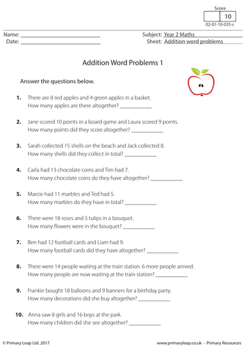 KS1 - Addition Word Problems 1 | Teaching Resources