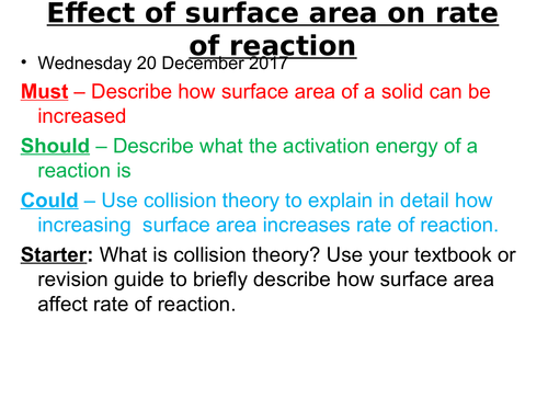 New GCSE Chemistry_Rate of reaction_C2 6.4_Effect of surface area on ...
