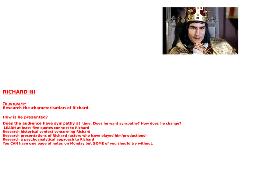 Richard III characterisation | Teaching Resources