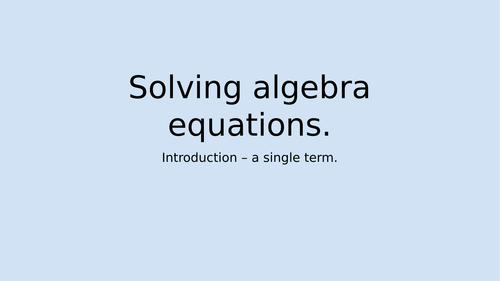 Introduction to Solving an equation with a single missing variable ...