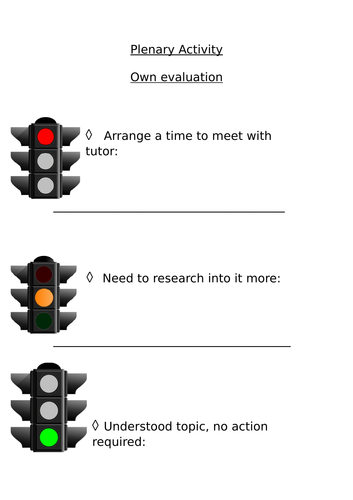 Traffic Light Plenary | Teaching Resources