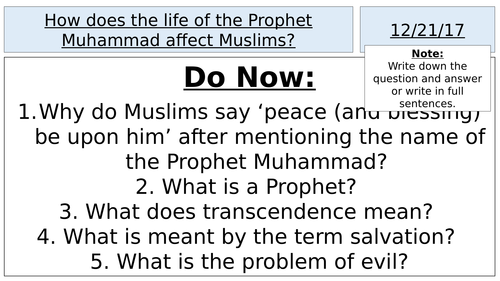 AQA A GCSE - How does the life of Muhammad affect Muslims? | Teaching ...