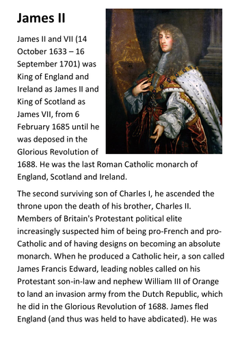 James II Handout | Teaching Resources