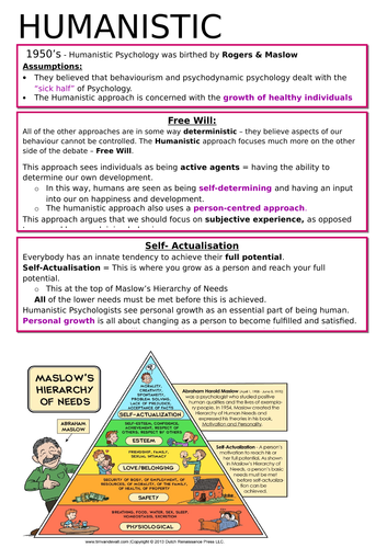 AQA A-Level Psychology: Humanistic Approach Revision Notes by airheadxx ...