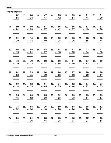 1000 Questions Advanced Subtraction KS2 Mathematics Calculator Use ...