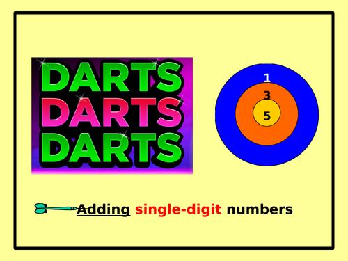 Adding Single Digit Numbers - DARTS POWERPOINT | Teaching Resources