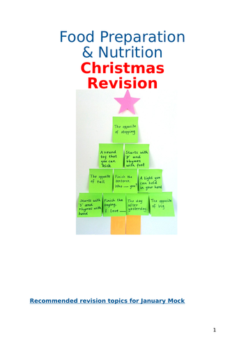 Food Preparation & Nutrition Revision Booklet | Teaching Resources