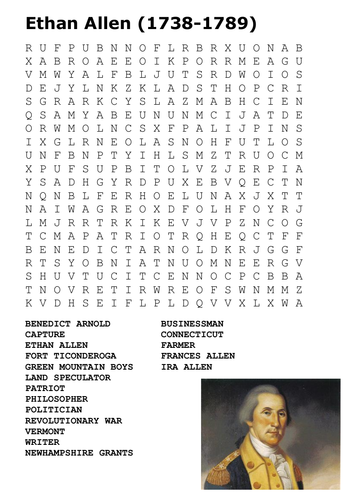 Ethan Allen Word Search | Teaching Resources