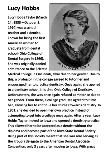 Lucy Hobbs Handout | Teaching Resources