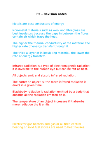 aqa gcse 9-1 physics revision pack : Chapter P2 | Teaching Resources