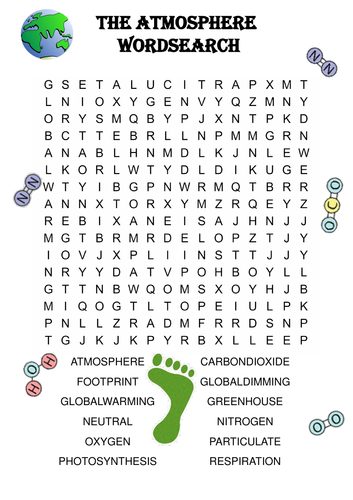 Chemistry word search: The atmosphere | Teaching Resources
