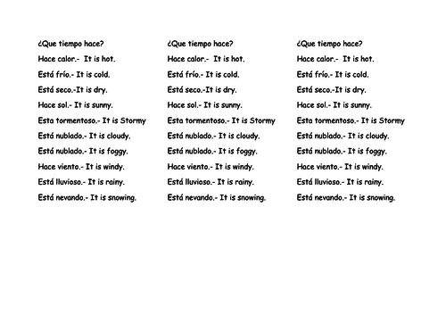 Weather Phrases Spanish | Teaching Resources Weather Phrases Spanish | Teaching Resources