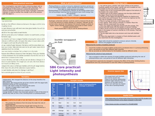 Edexcel core practical- Light intensity and rate of photosynthesis ...