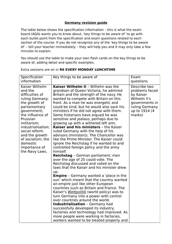 AQA GCSE Germany revision guide | Teaching Resources