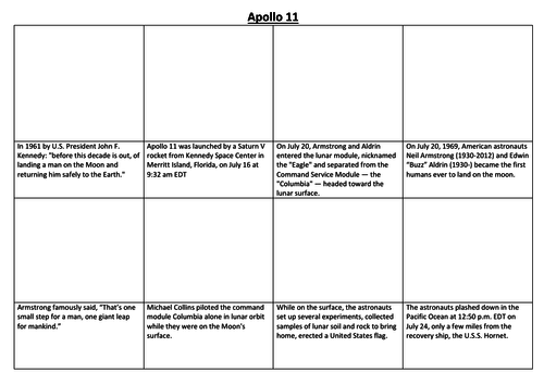 Apollo 11 Comic Strip and Storyboard | Teaching Resources