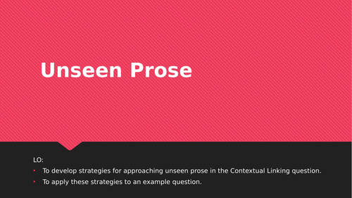Unseen Prose Question - A Level English Literature | Teaching Resources