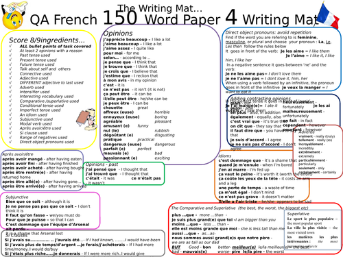 GCSE AQA New Spec French Writing Mat - 150 Word | Teaching Resources GCSE AQA New Spec French Writing Mat - 150 Word | Teaching Resources
