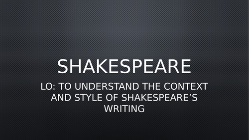 Introduction to Shakespeare | Teaching Resources