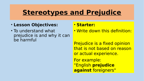 PSHE - Stereotypes and prejudice | Teaching Resources