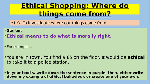 PSHE - Ethical Shopping | Teaching Resources