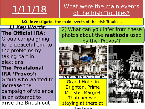 L6- Main events of the Irish Troubles | Teaching Resources