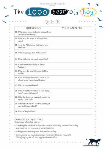 Ross Welford - The 1,000 Year Old Boy: Quiz | Teaching Resources