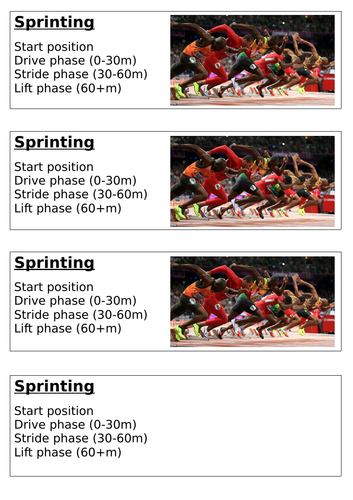 Set of Athletics Key Points Worksheets | Teaching Resources